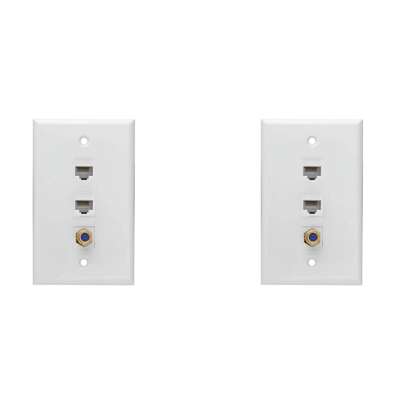 2X Ethernet Wall Plate,2 Port Cat6 RJ45 and 1 Port F Type Connector ...