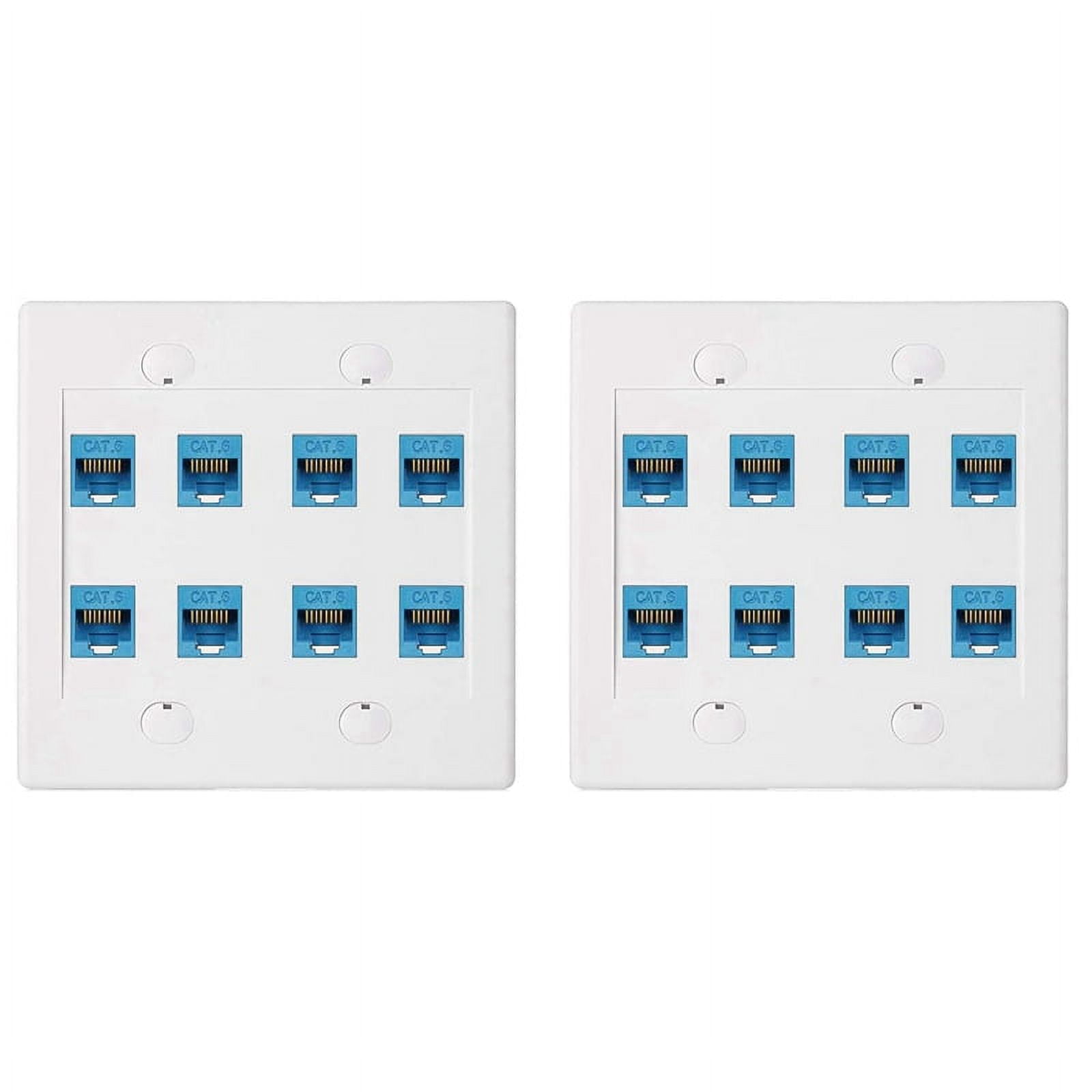 2X Ethernet Wall Plate 8 Port - Double Gang Cat6 RJ45 Network Cable ...