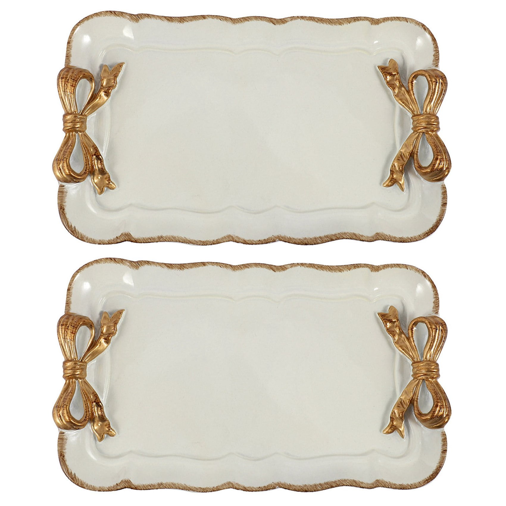 2X European Style Bow Cake Storage Trays Makeup Organizer Dessert Plate ...