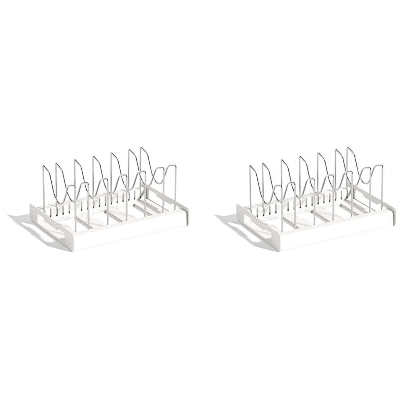 2X Expandable Pans & Pots Lid Organizer Rack Under Cabinet-Rubber ...