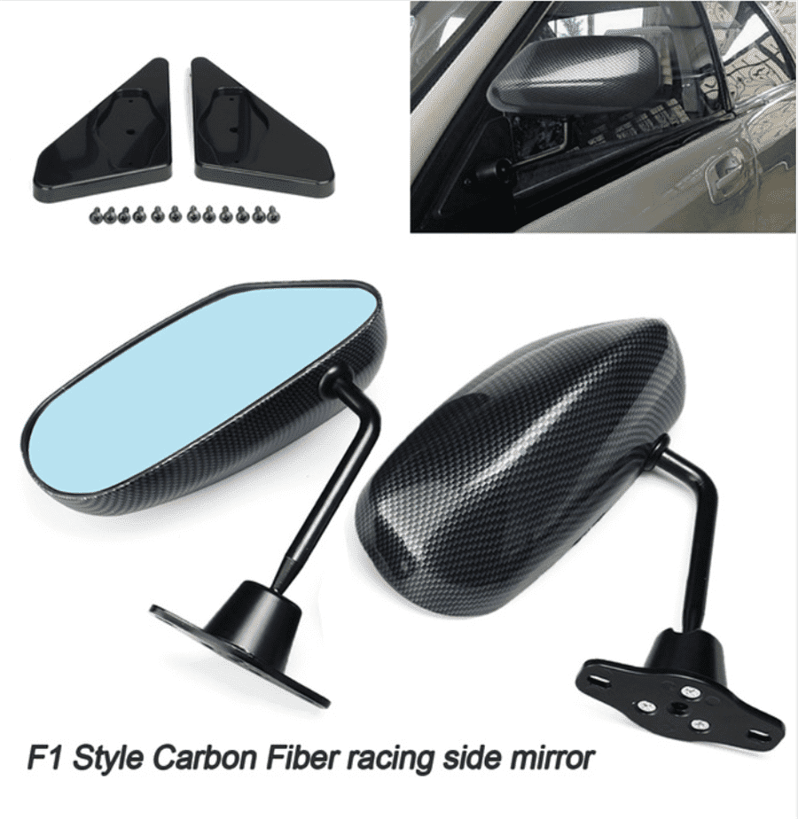 2X F1 Style Carbon Fiber Car Door Side Mirror Blue Lens With ...