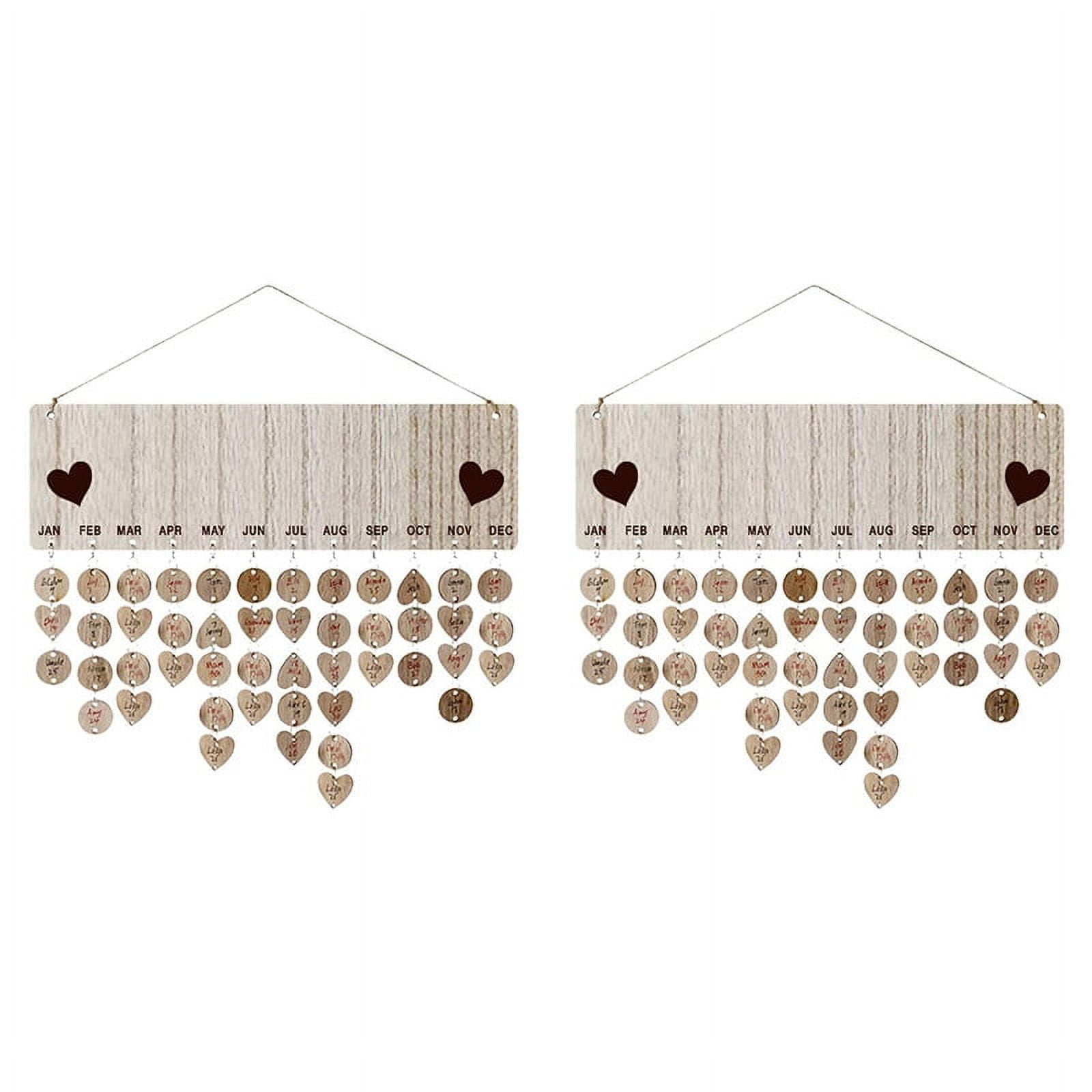 2X Family Birthday Board Set Hanging Wooden Calendar Wall Calendar ...