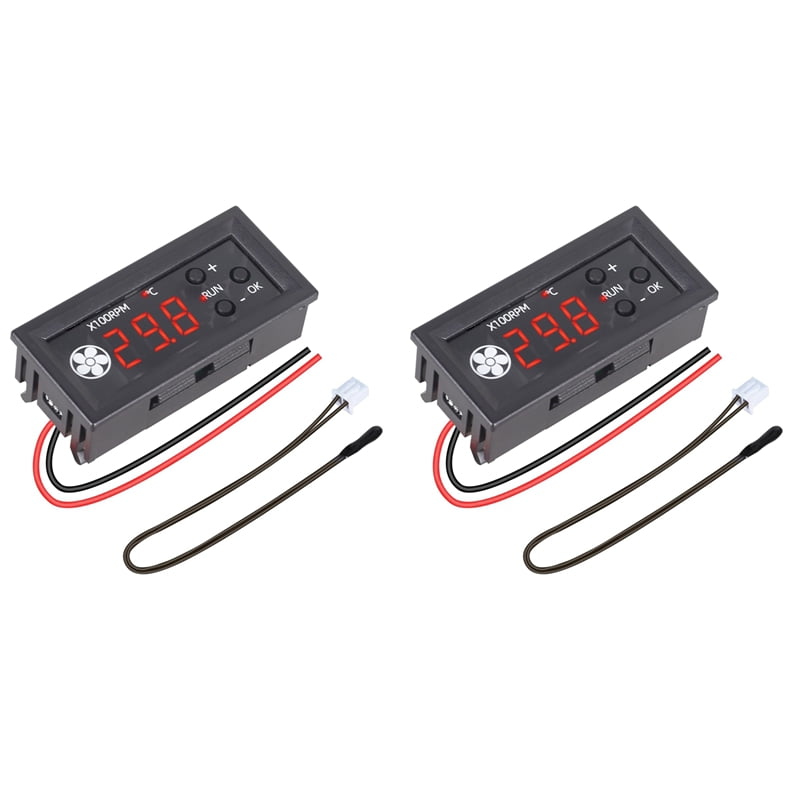2X Fan Temperature Controller,DC 12V PWM 4-Wire Fan Speed Controller Module with Temperature ...