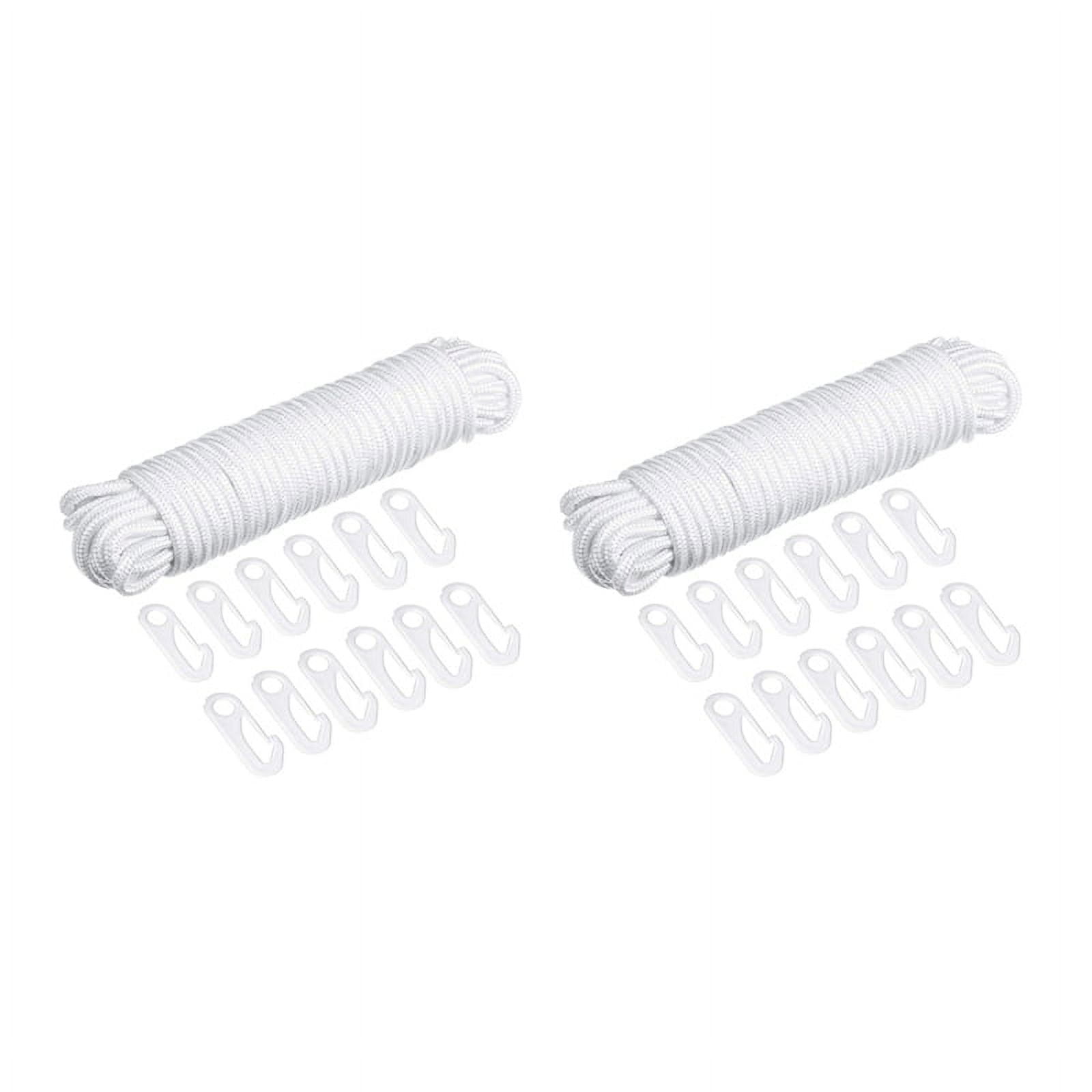2X Flagpole Rope Clips String Flag Pole Hooks Kit 1/4 Inch 50 Ft Nylon ...