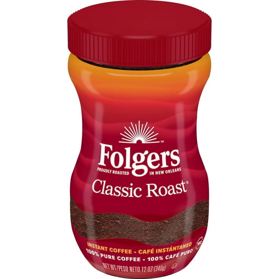 2X - Folgers Classic Roast Instant Coffee Crystals, 12 Ounces - Walmart.com