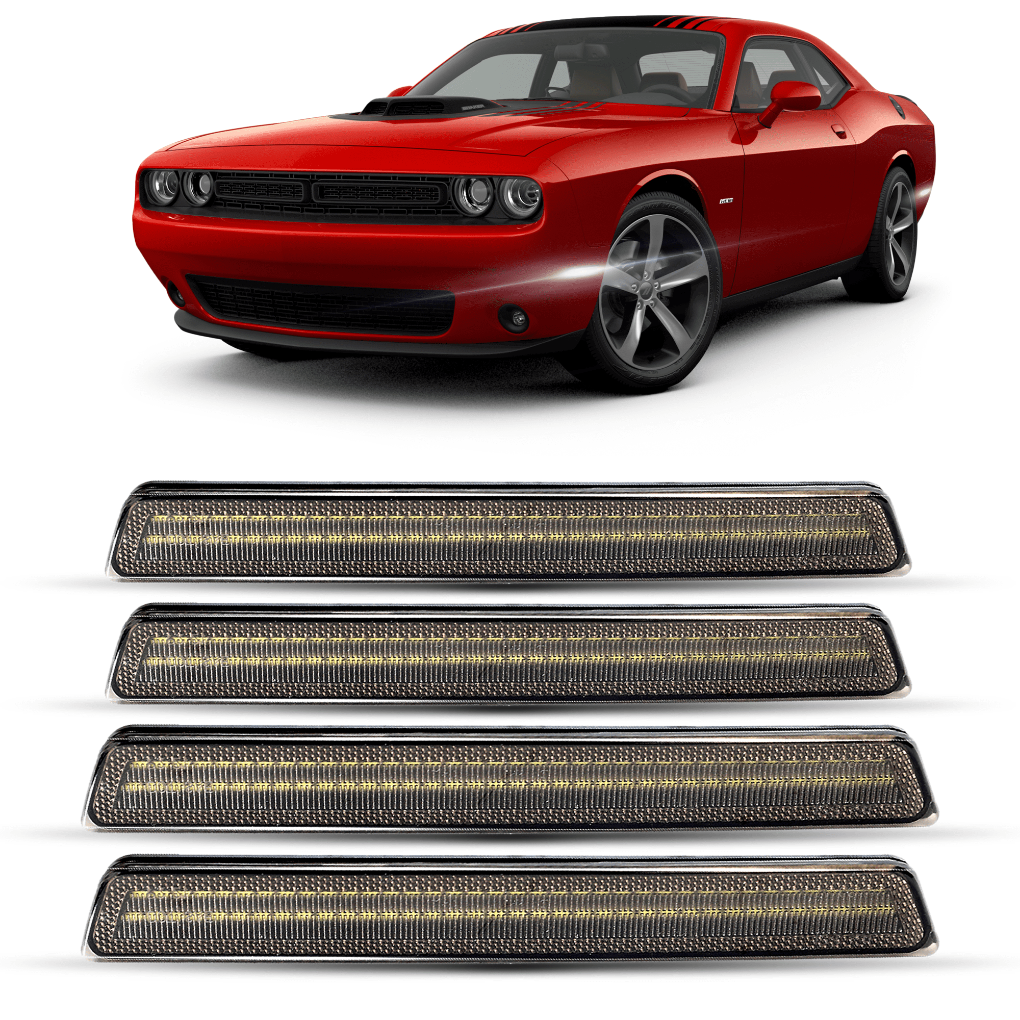 2X For 2015-2022 Dodge Challenger Narrow Body Smoked Lens LED Front ...