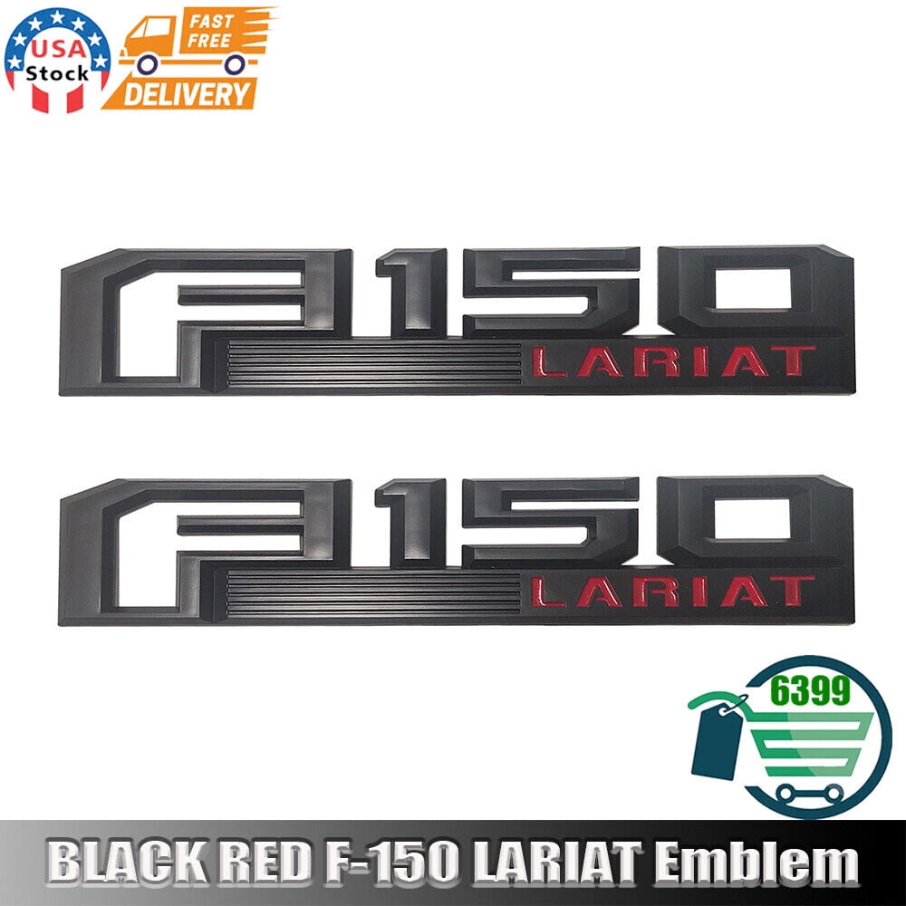 jdmotive Ford F150 Lariat Emblem Left Right 3D Side Fender Badge, Black ...