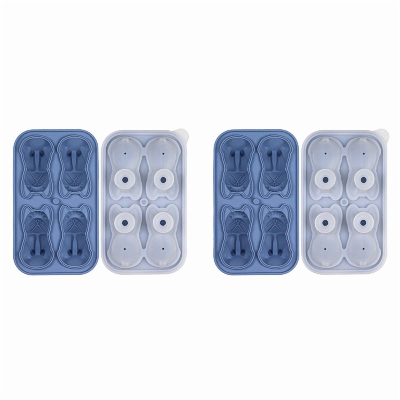 2X French Bulldog Ice-Cube Mold, 4 Hole Fun Shapes Frenchie Bull Dog ...