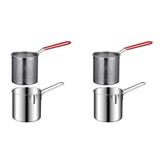 2X Frying Pot Deep Fryer Pot with Basket Stainless Steel Deep Fryer for ...