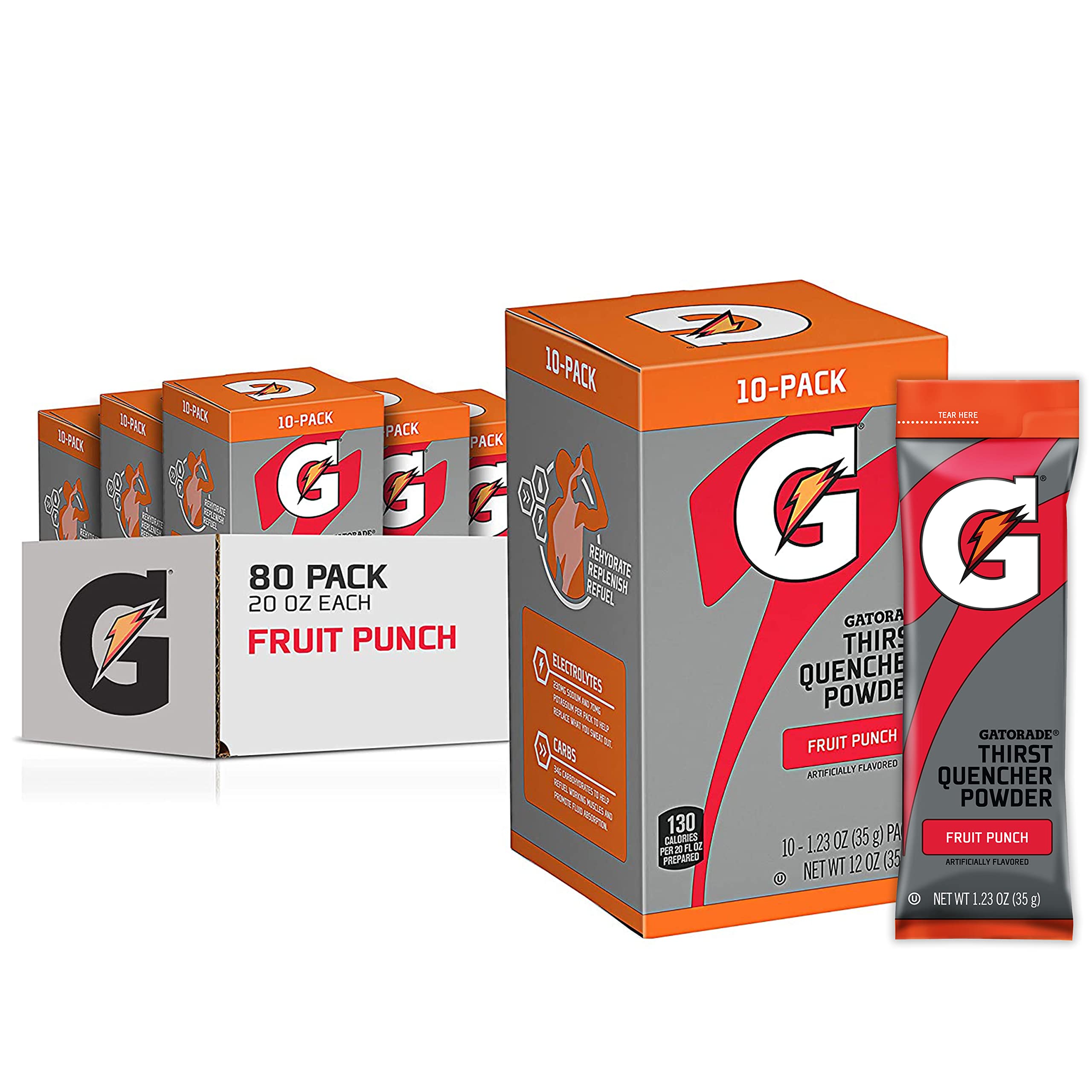 2X - Gatorade Thirst Quencher Powder, Fruit Punch, 1.23Oz Packets ...