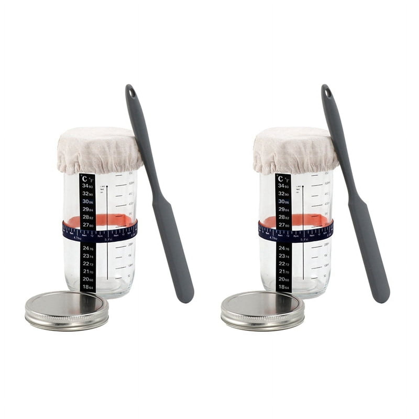 2X Glass Airtight Jar Sourdough Maker Natural Fermentation Jar with Lid ...