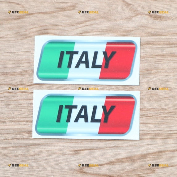 2X Glossy 4" Italy Italia Italian Flag Decal Sticker Car Vinyl Metallic ...