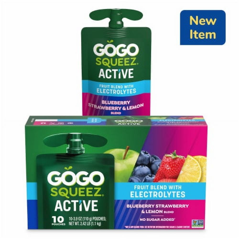 2X - GoGo squeeZ Active Fruit Blend with Electrolytes, Blueberry ...