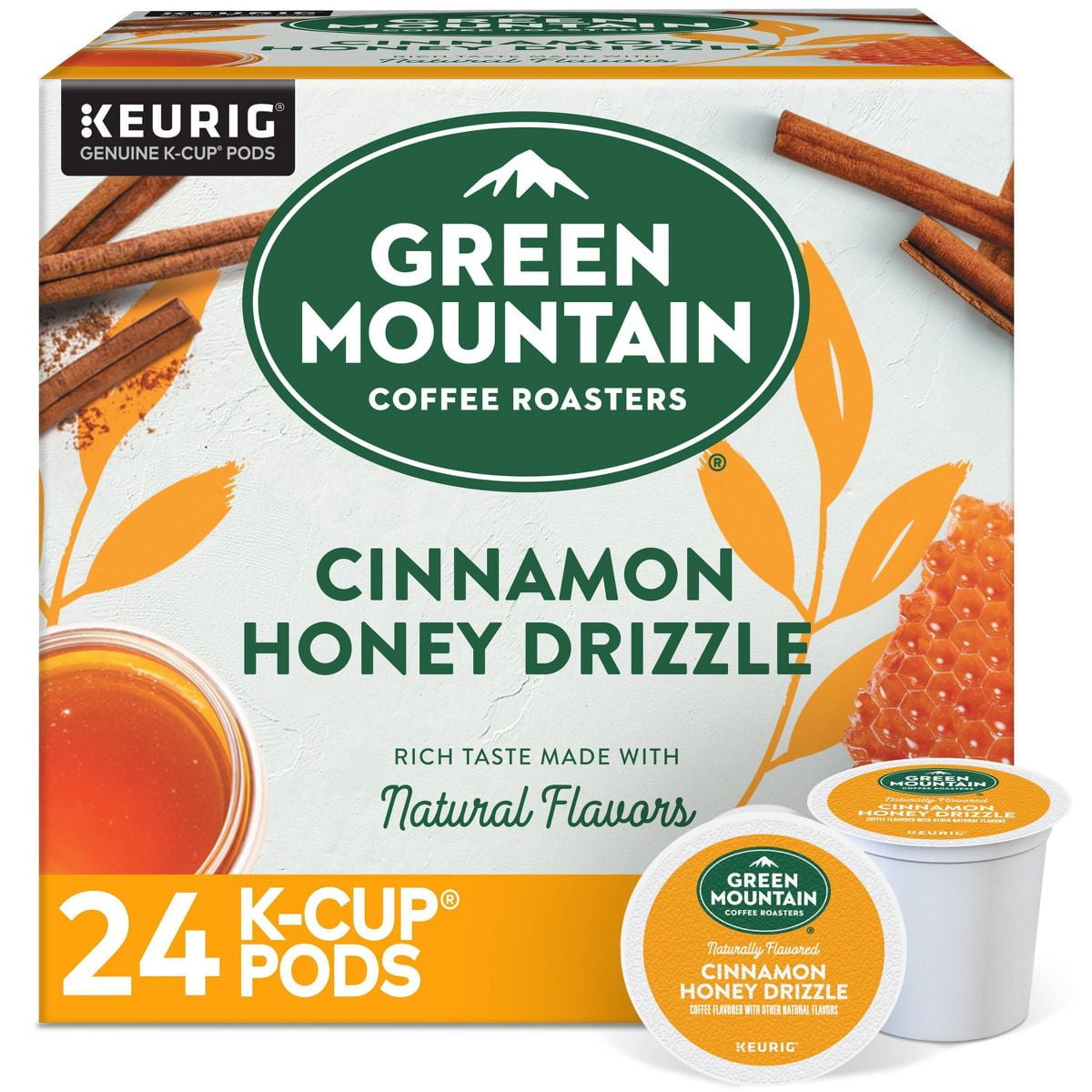 2X - Green Mountain Cinnamon Honey Drizzle Light Roast Coffee Pods - 7 ...