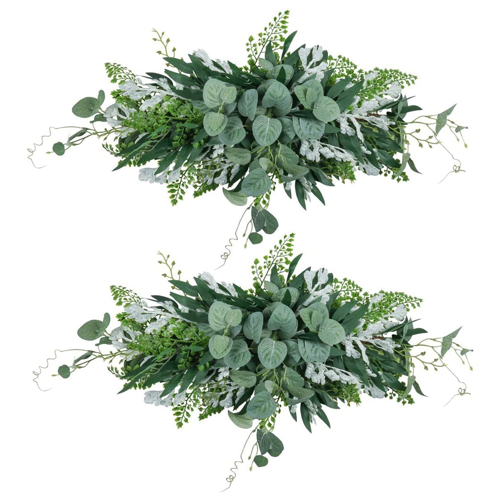 2X Greenery Swag Artificial Front Door Wreath Hanging Eucalyptus Leaves ...