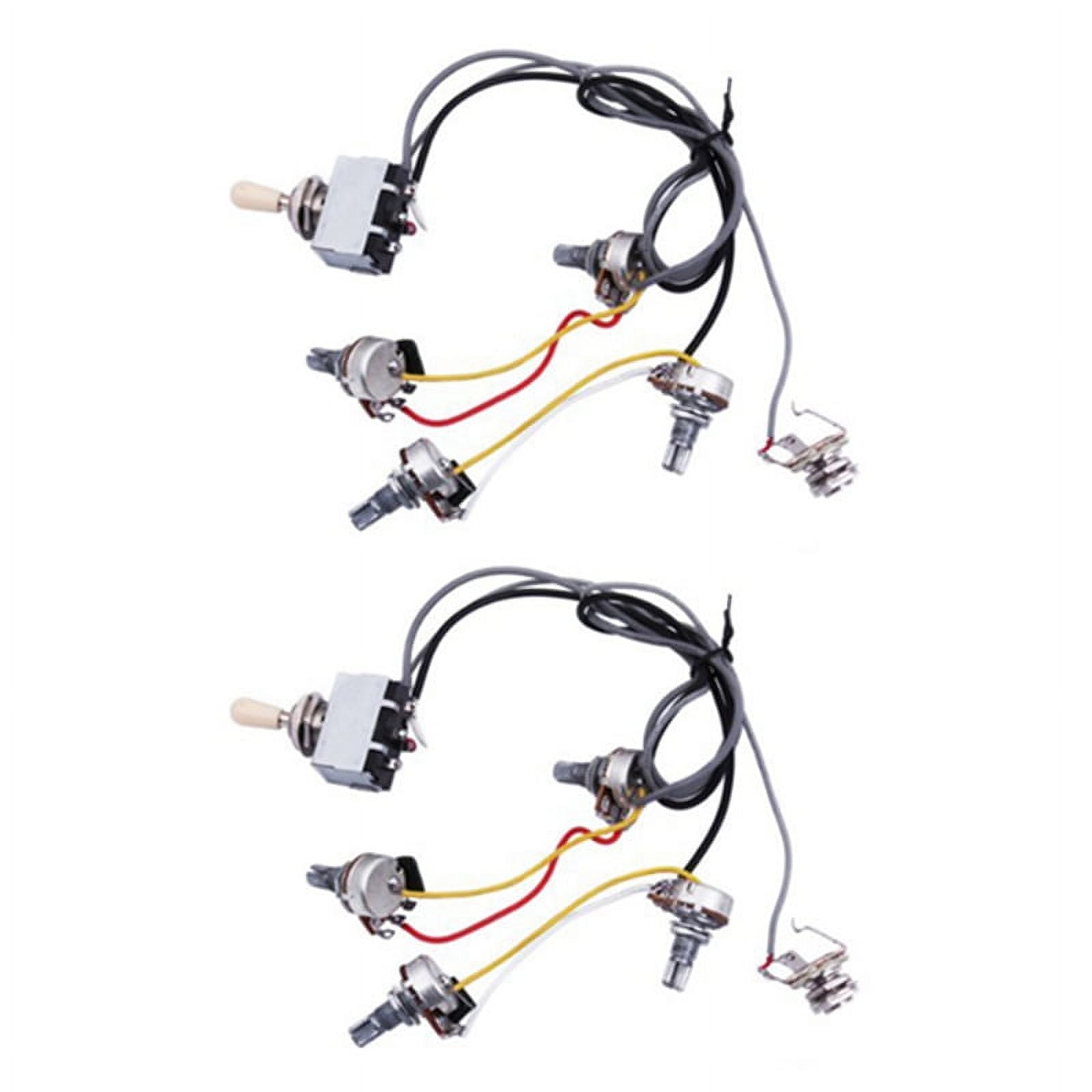2X Guitar Wiring Harness Prewired 2 Volumes 2 Tones 4-500K Pots for LP ...