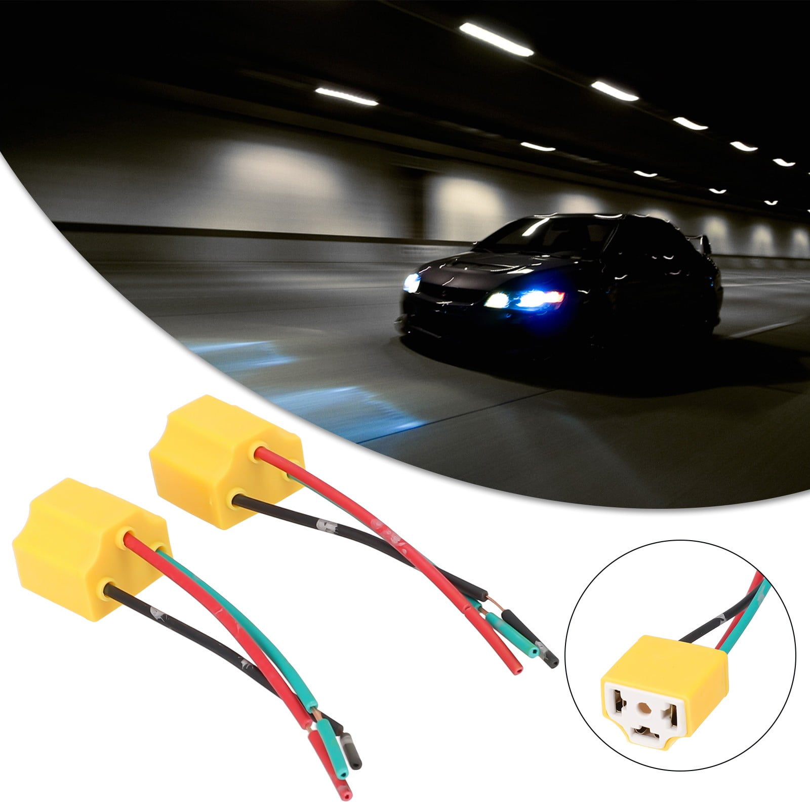 2X H4 9003 HB2 Female Pigtail Headlight Connector Plug Adapter Socket ...