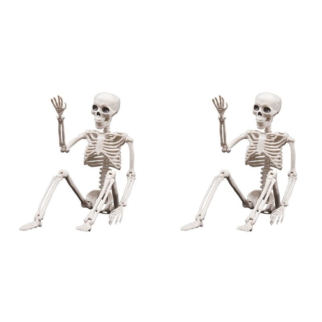 2X Halloween Skeletons Decorations, Posable Plastic Skeleton, Full Body ...