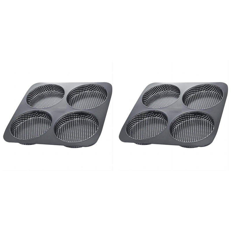 2X Hamburger Bun Pan, 5 Inch Non-Stick Carbon Steel Mold, 4 Cup Big ...
