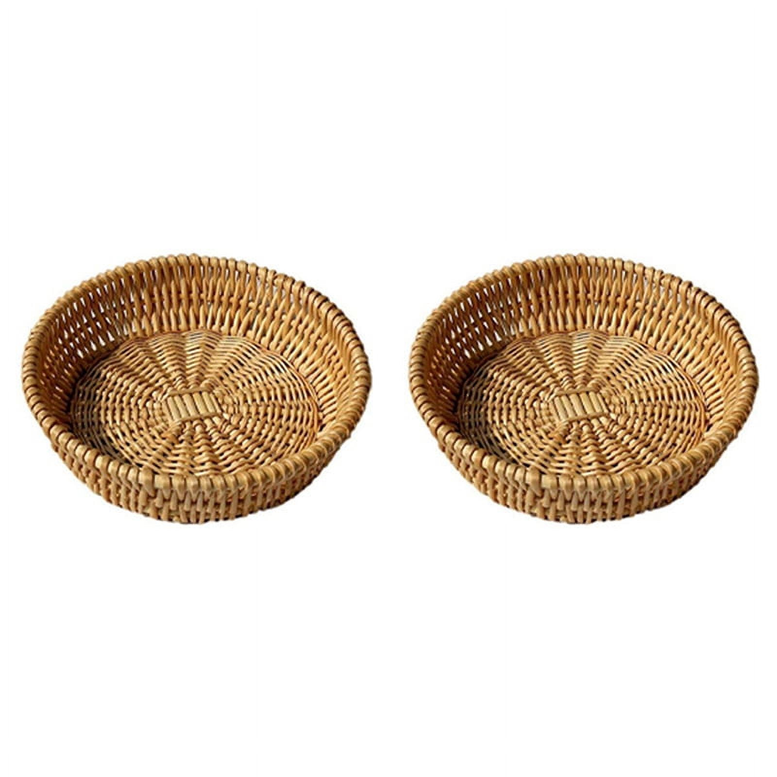 2X Hand-Woven Basket, Wicker Basket, Food Serving Basket for Bread ...