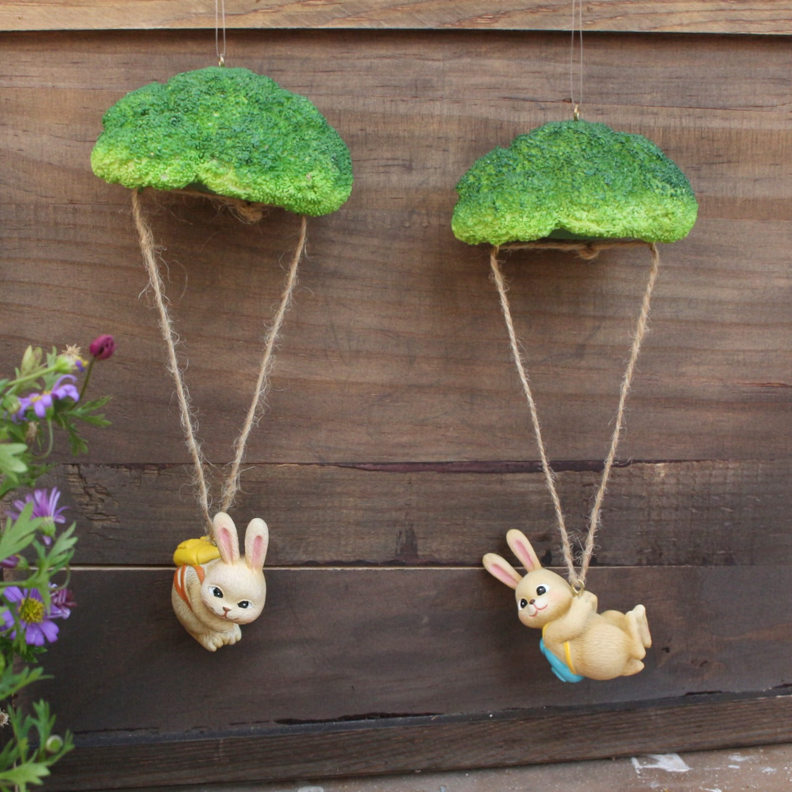 2X Hanging Easter Bunny Garden Statues Easter Decor Lovely Decorative ...