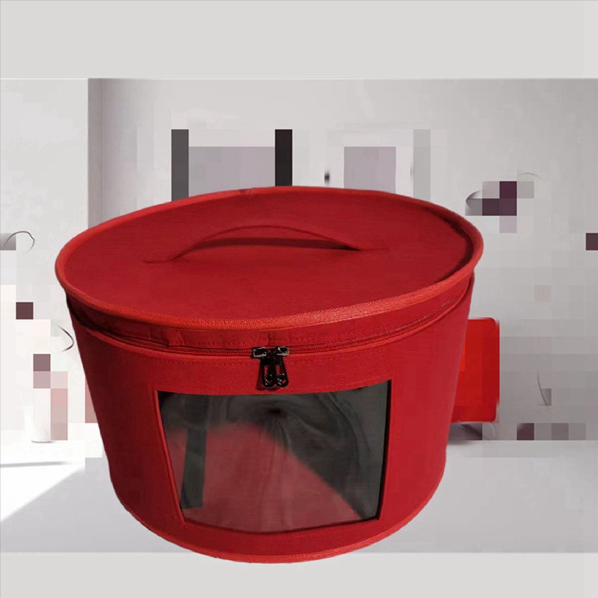 2X Hat Box Organizer Round Travel Hat Boxes Foldable Hat Storage Bag ...