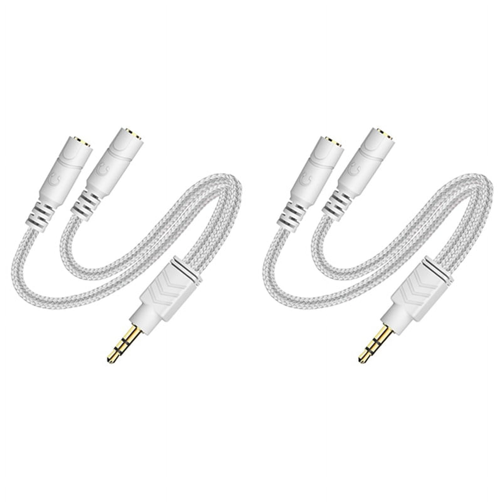 2X Headphone Splitter, AUX Splitter Cable for Headset Knitted 3.5mm ...