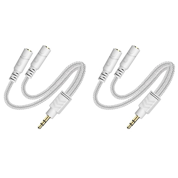 2X Headphone Splitter, AUX Splitter Cable for Headset Knitted 3.5mm ...