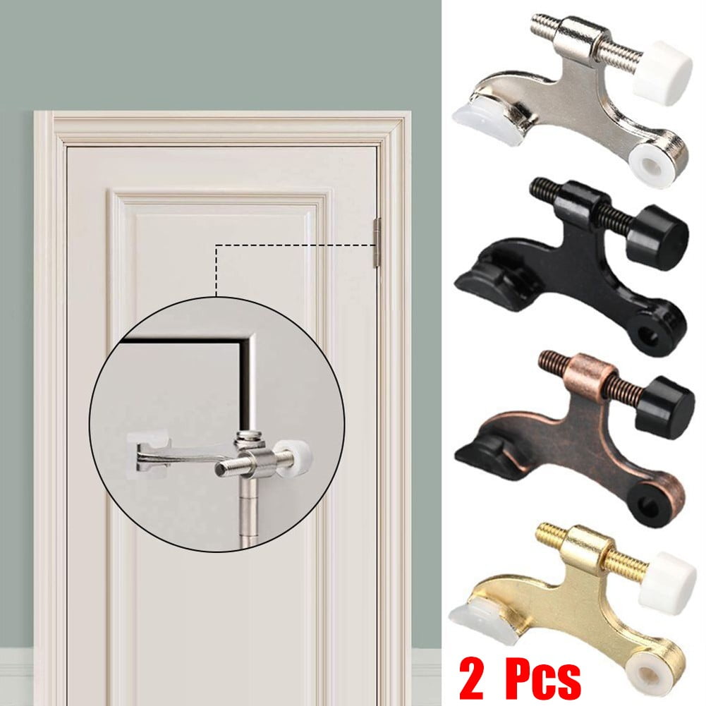 2X Heavy Duty Adjustable Hinge Pin Door Stopper with Rubber Bumper Tips ...
