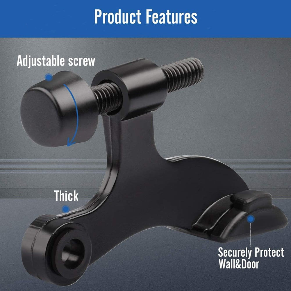 2X Heavy Duty Adjustable Hinge Pin Door Stopper with Rubber Bumper Tips ...