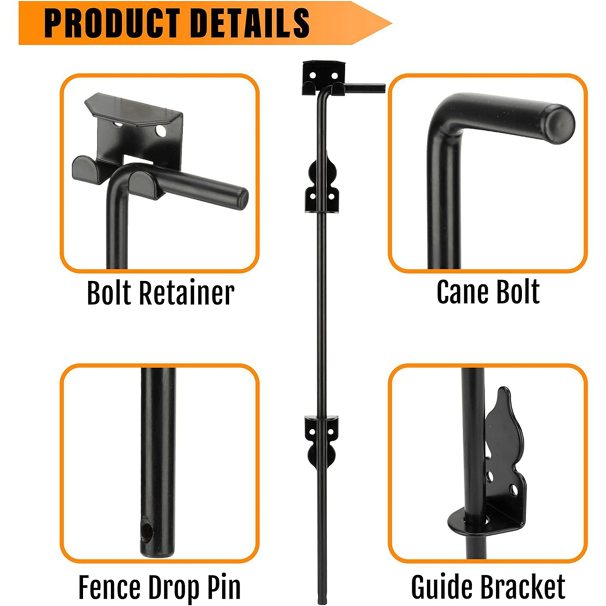 2X Heavy Duty Gate Latche Portable Cane Bolt Door Latch Lock Door Stop ...