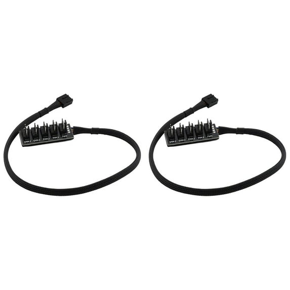 2X Host Case PC Cooler Fan Power Cable 1 Female to 5 Male 4Pin Socket ...