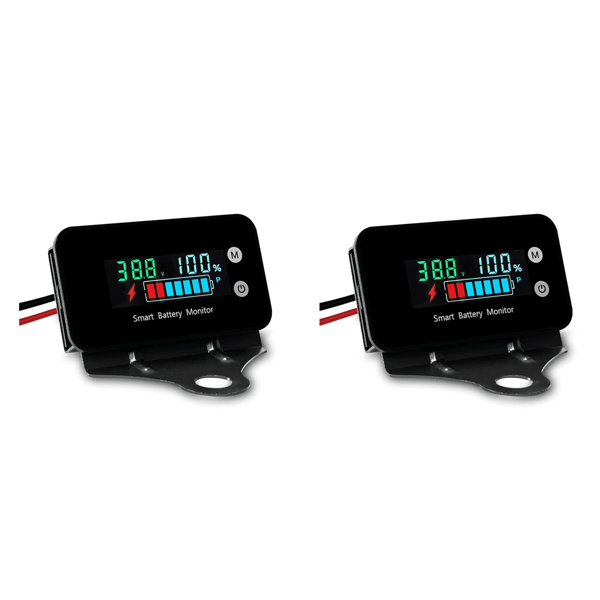2X IPX7 Waterproof Battery Monitor with Bracket 7-100V,Car Motorcycle ...
