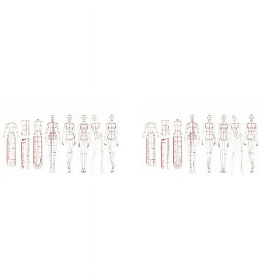 2X Illustration Rulers Sketching Templates Ruler Sewing Humanoid ...
