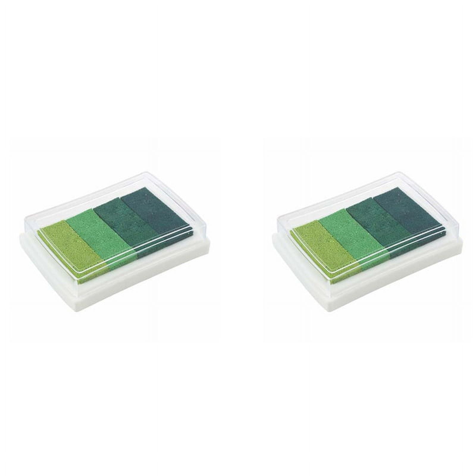 2X Inkpad Craft Multi Gradient Green 4 Colors Ink Stamp Pad Oil Based,2 box x Ink pad,green ...