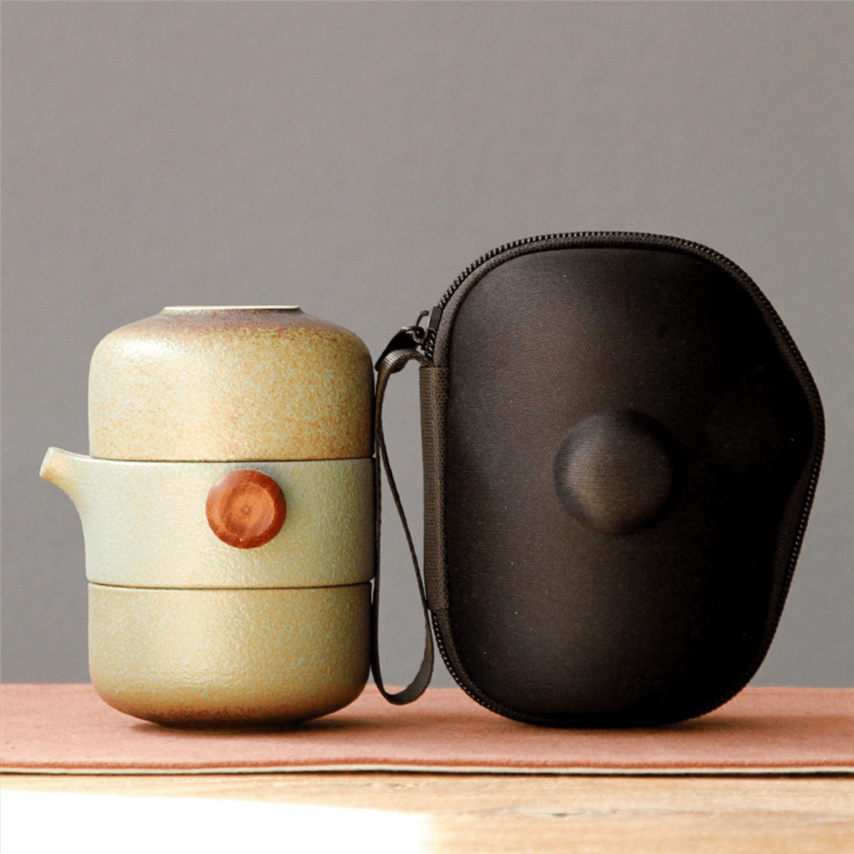 2X Japanese-Style Ceramic Teapot Lid Bowl Teacup Handmade Portable ...