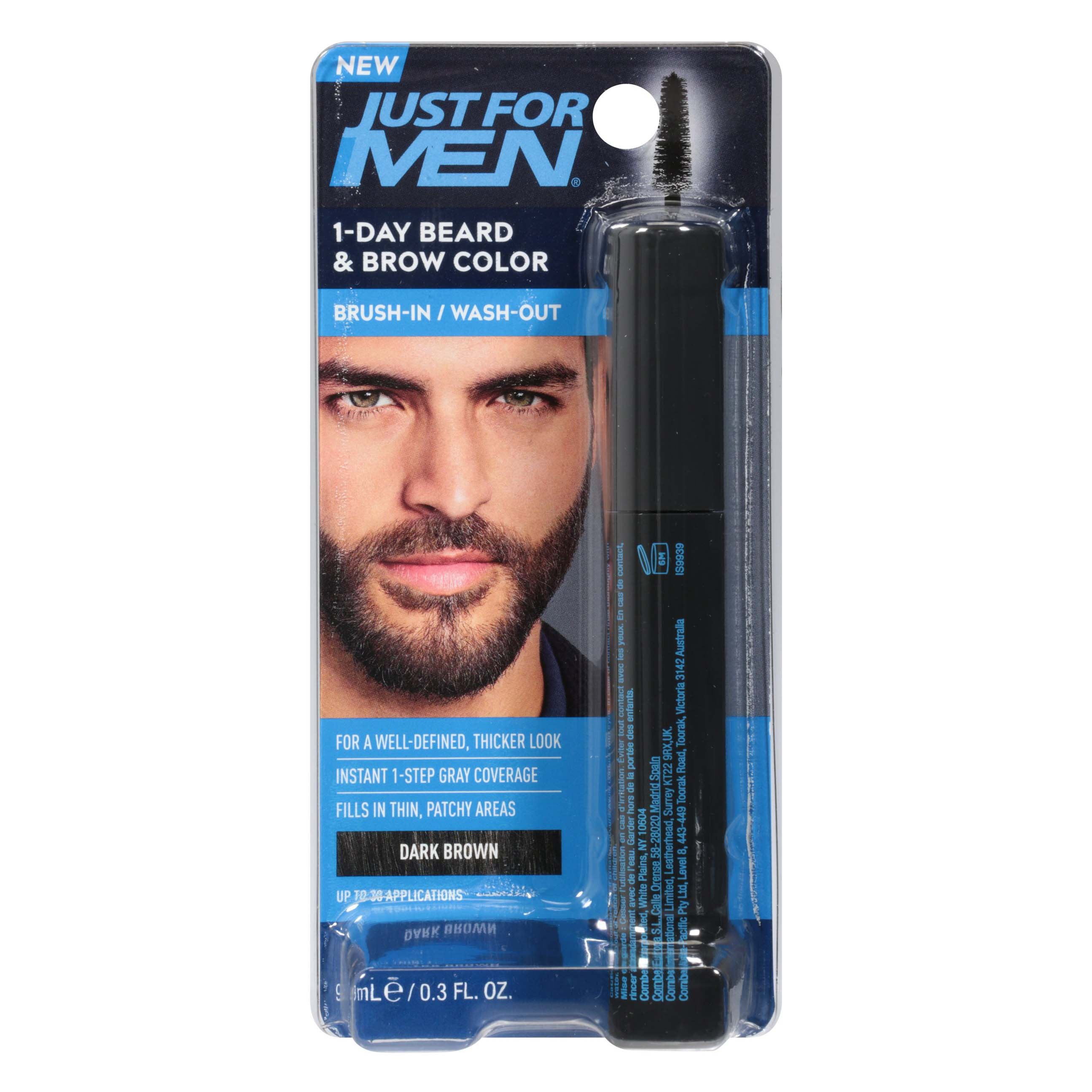2X - Just For Men 1-Day Beard & Brow Color - Dark Brown - 0.3 oz ...