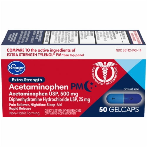 2X-KR Extra Stength Acetaminophen PM Gelcaps 25mg - 50 ct - Walmart.com