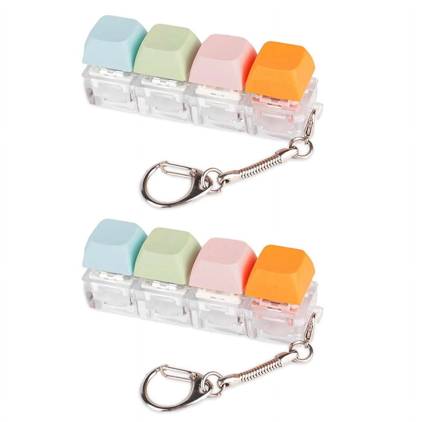 2X Keyboard Fidget Toy, Keychain of 4 Colors Clicker, Silent Toy for ...