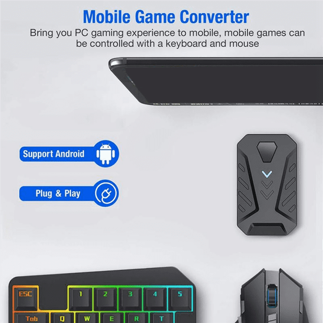 2X Keyboard and Mouse Converter Portable Mobile Gaming Keyboard Mouse ...