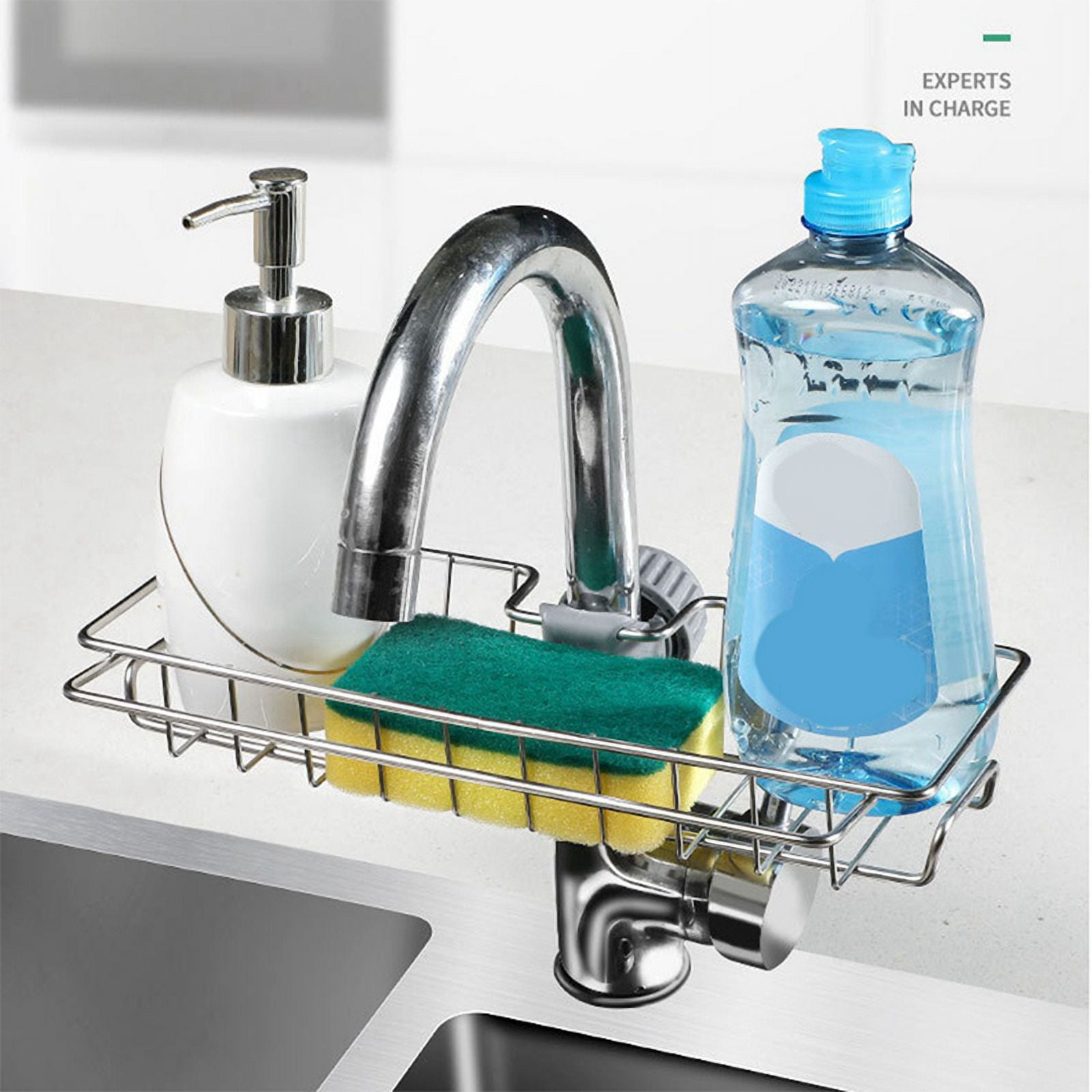 2X Kitchen Stainless Steel Sink Drain Rack Sponge Storage Faucet Holder ...