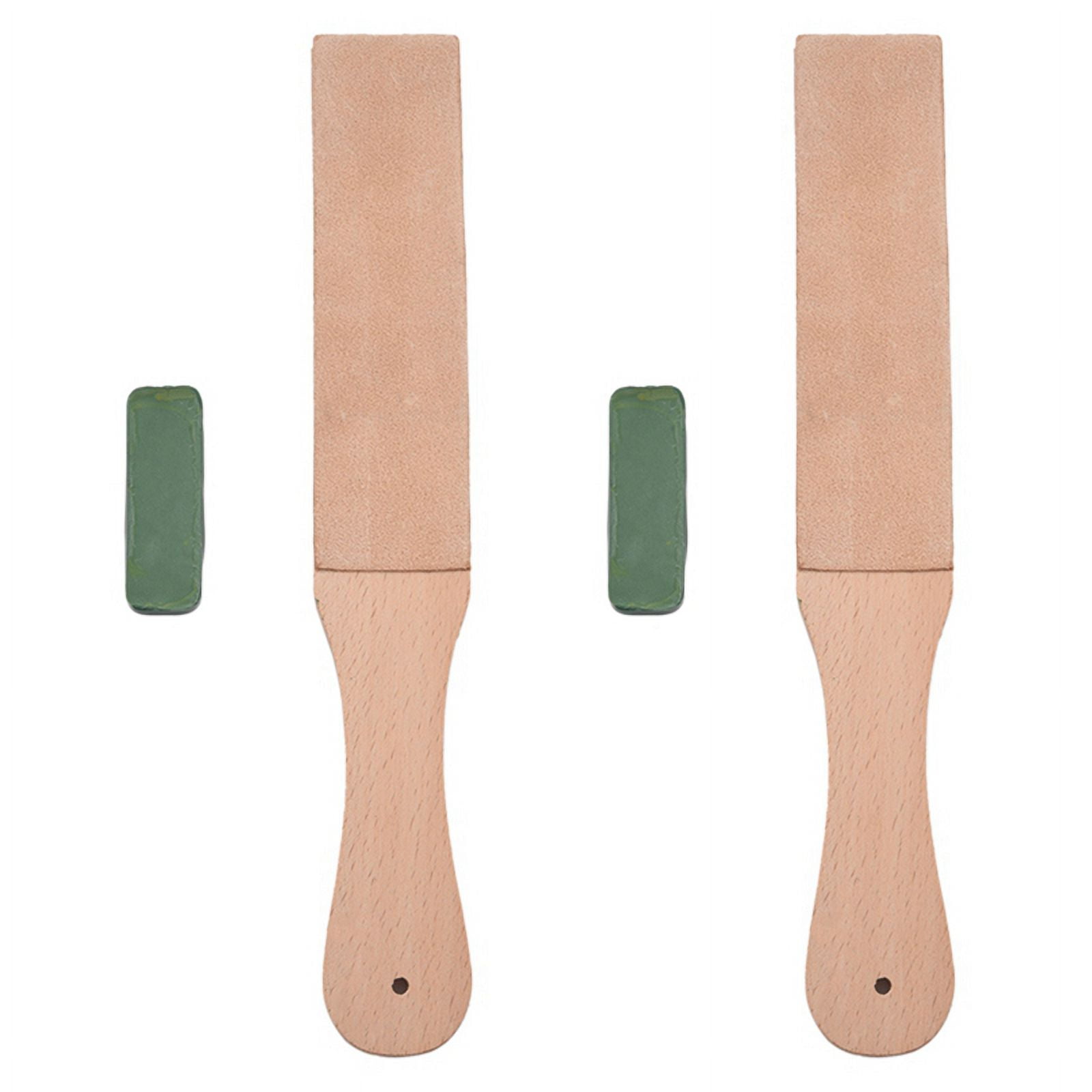 2X Knife Sharpener Set Wooden Handle Leather Sharpening Strop Razors ...
