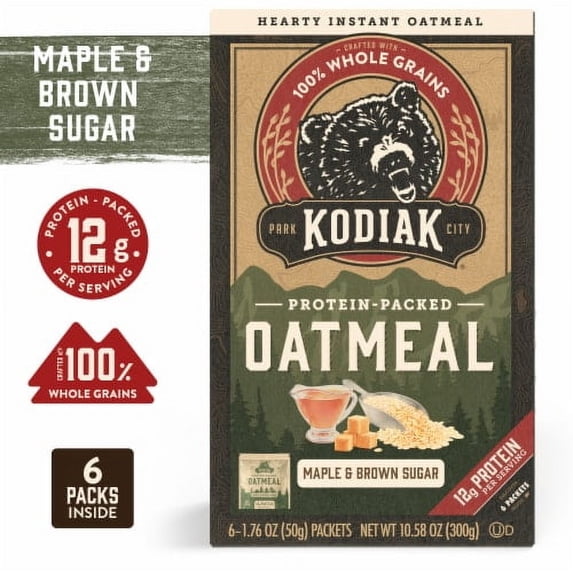 2X-Kodiak Cakes Protein-Packed Maple Brown Sugar Oatmeal - 1.76 oz - 6 ...