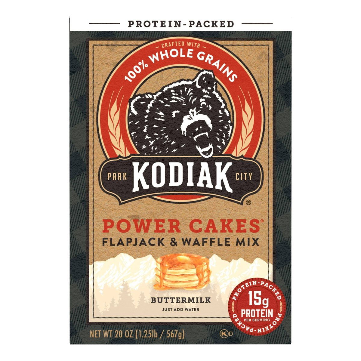 2X - Kodiak Protein-Packed Flapjack Waffle Mix Buttermilk - 20oz ...
