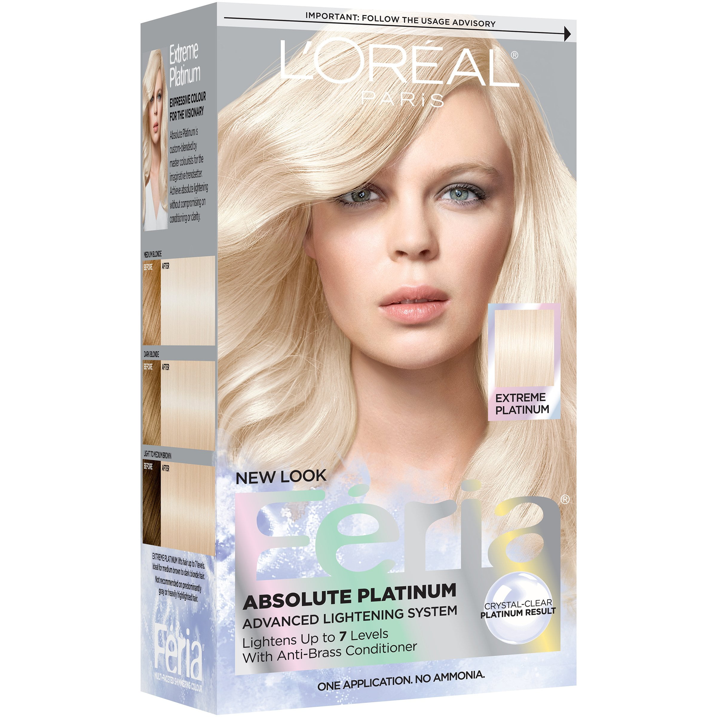 2X - L'Oréal Paris Feria Permanent Hair Color, Extreme Platinum - Each ...