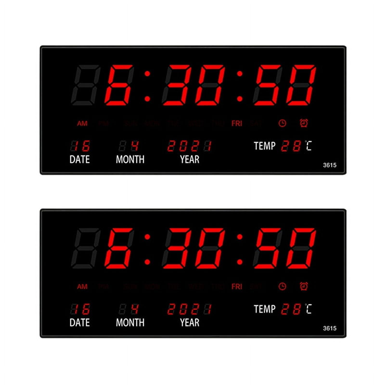 2X LED Calendar Electronic Clock Digital Wall Clock Alarm Hourly ...