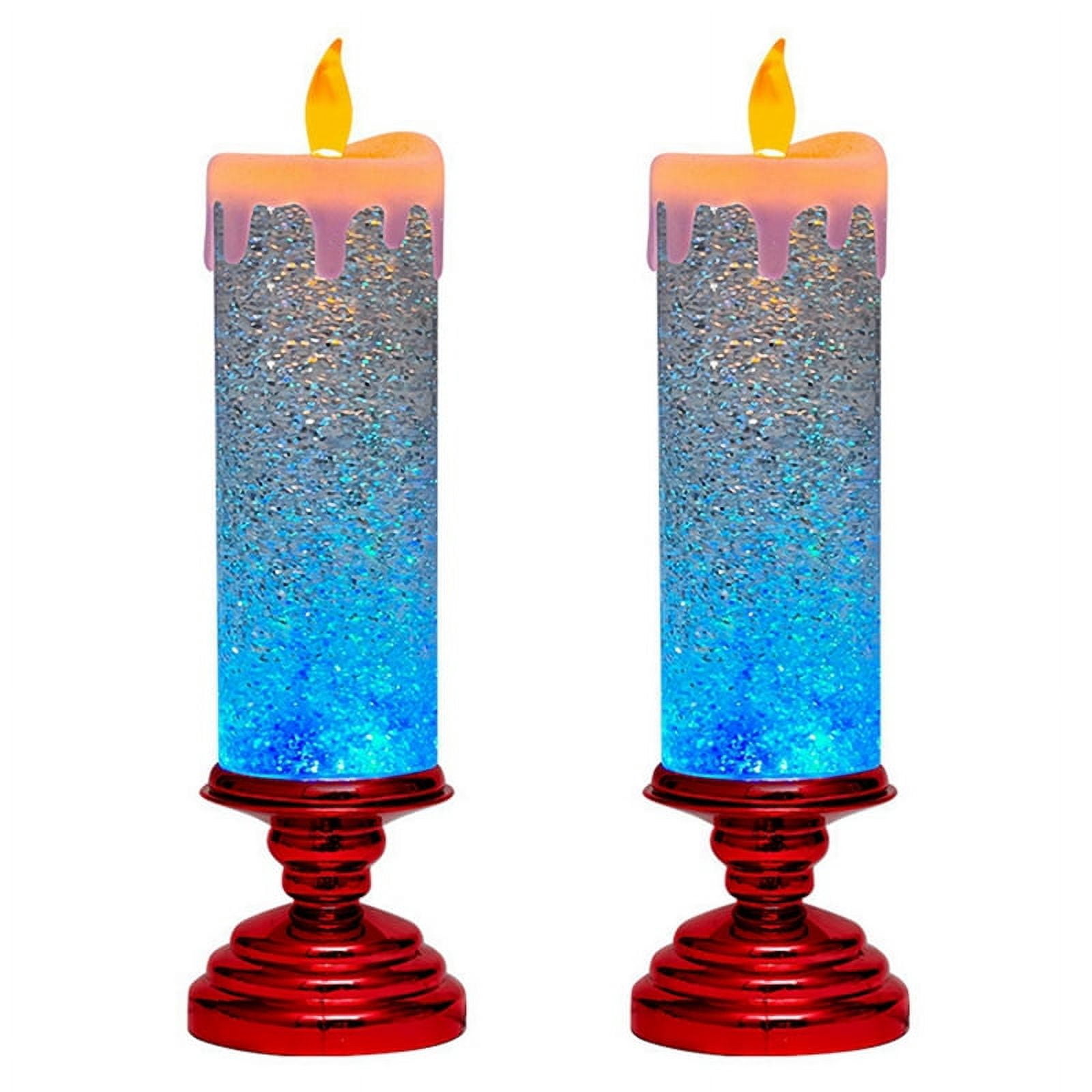 2X LED Christmas Candles Colour Changing LED Water Candle with Glitter ...