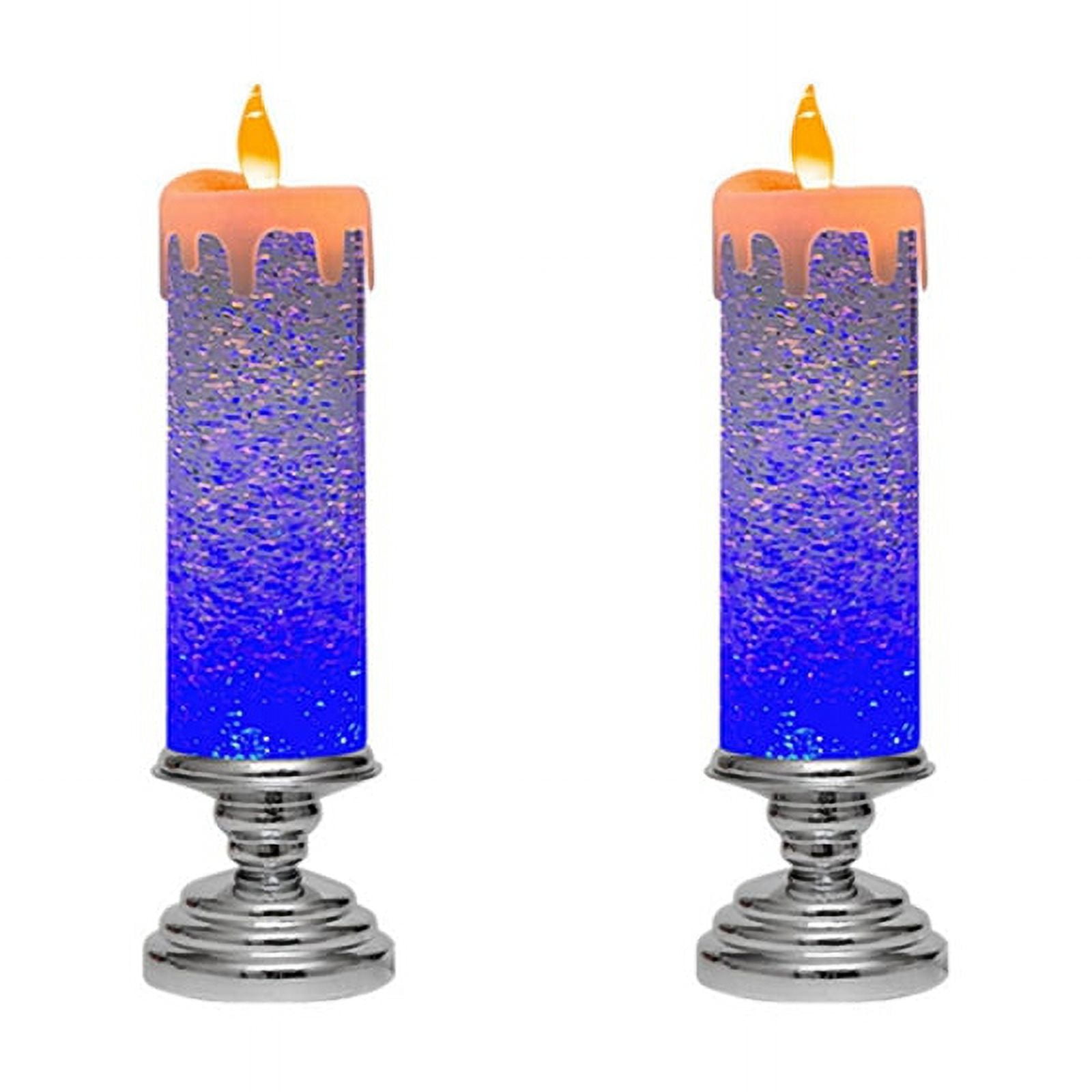 2X LED Christmas Candles Colour Changing LED Water Candle with Glitter ...