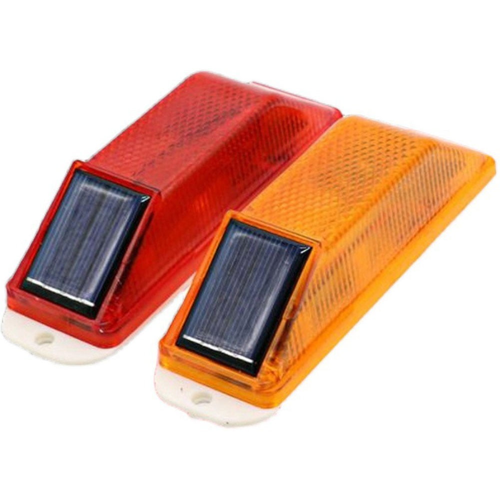2X Led Solar Safety Caution Lamp Night Strobe Light Chip Control Bridge ...