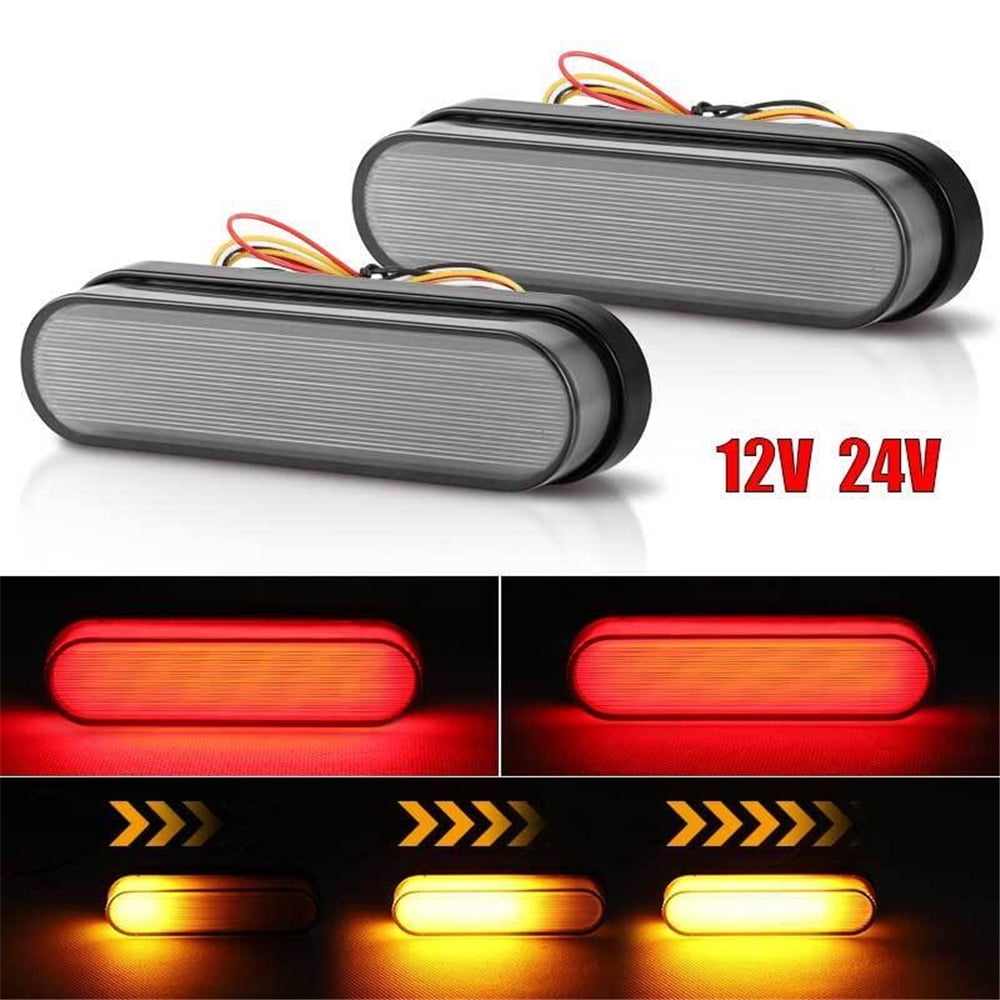 2X LED Truck Trailer DRL LED Light Bar Brake Flowing Turn Signal Stop ...